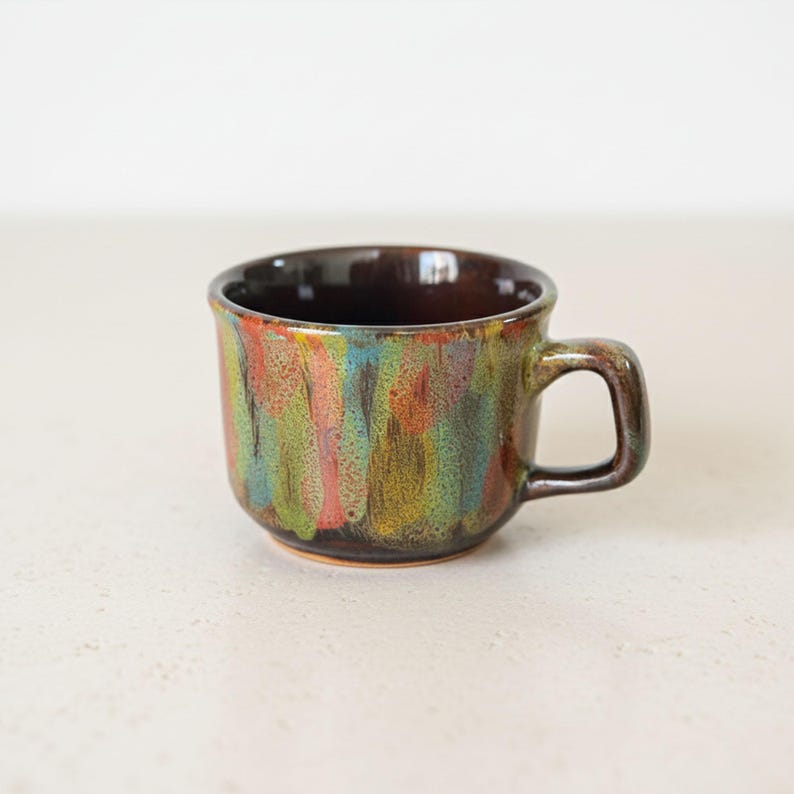 Handmade Ceramic Espresso Cup, Colorful Reactive Glaze, Small Pottery ...