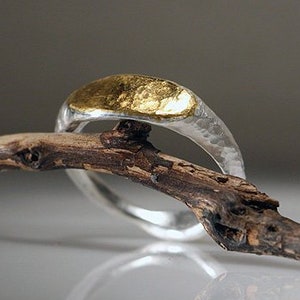 Silver & Gold Signet Ring-gold Signet Ring-contemporary Ring-mens ...