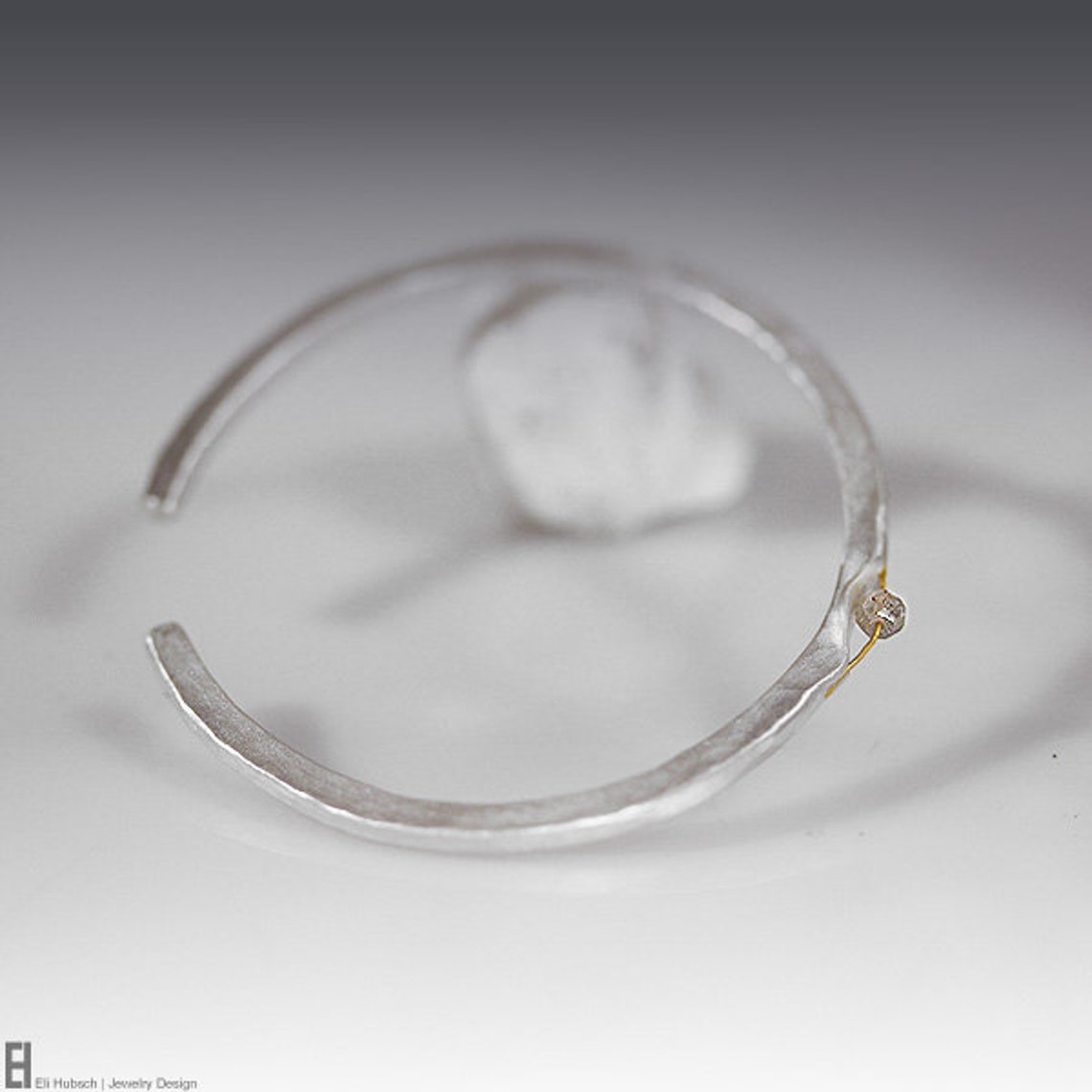 Single Stone Cuff Bracelet - Pure Silver, 24K Gold, Labradorite - Made ...