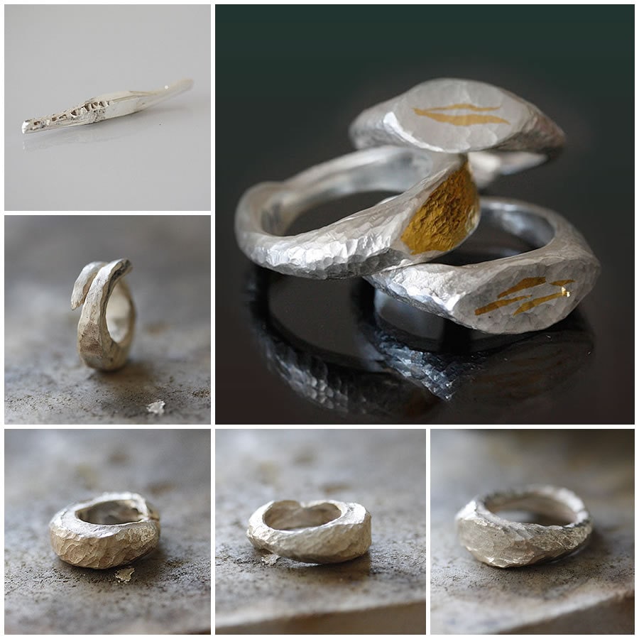 Pure Silver & Gold OPEN RING Hand Forged and Shaped - Etsy