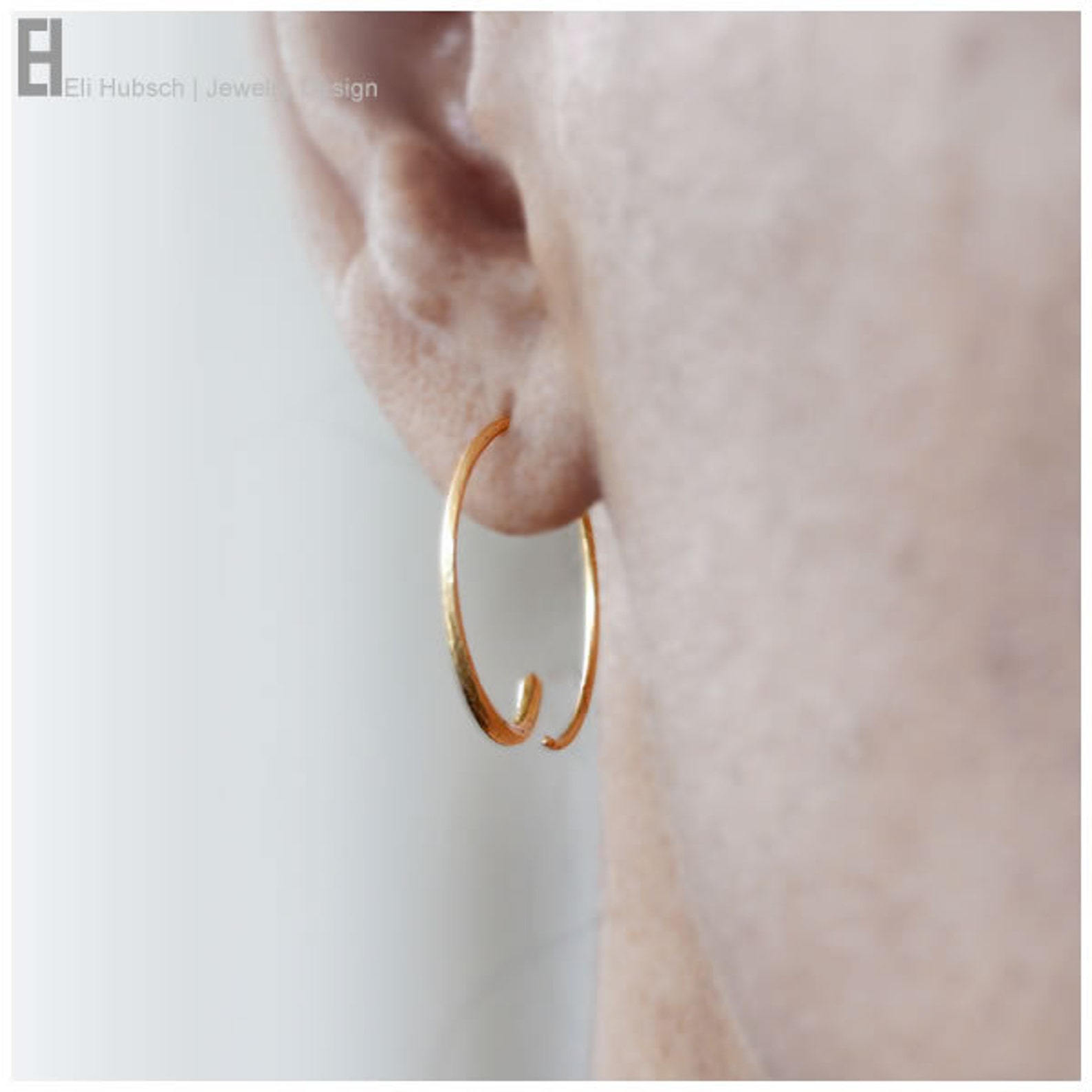18K Solid Gold Hoop Earrings Open Hoops Earrings Boocles - Etsy