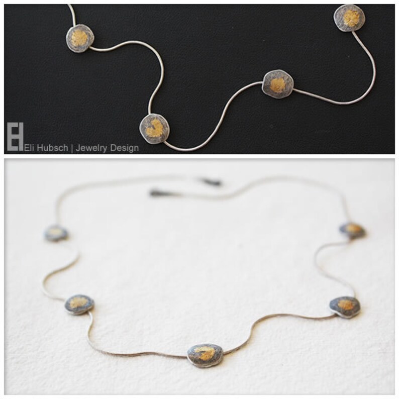 Pure Silver & Gold Necklace Hand Forged and Designed - Etsy