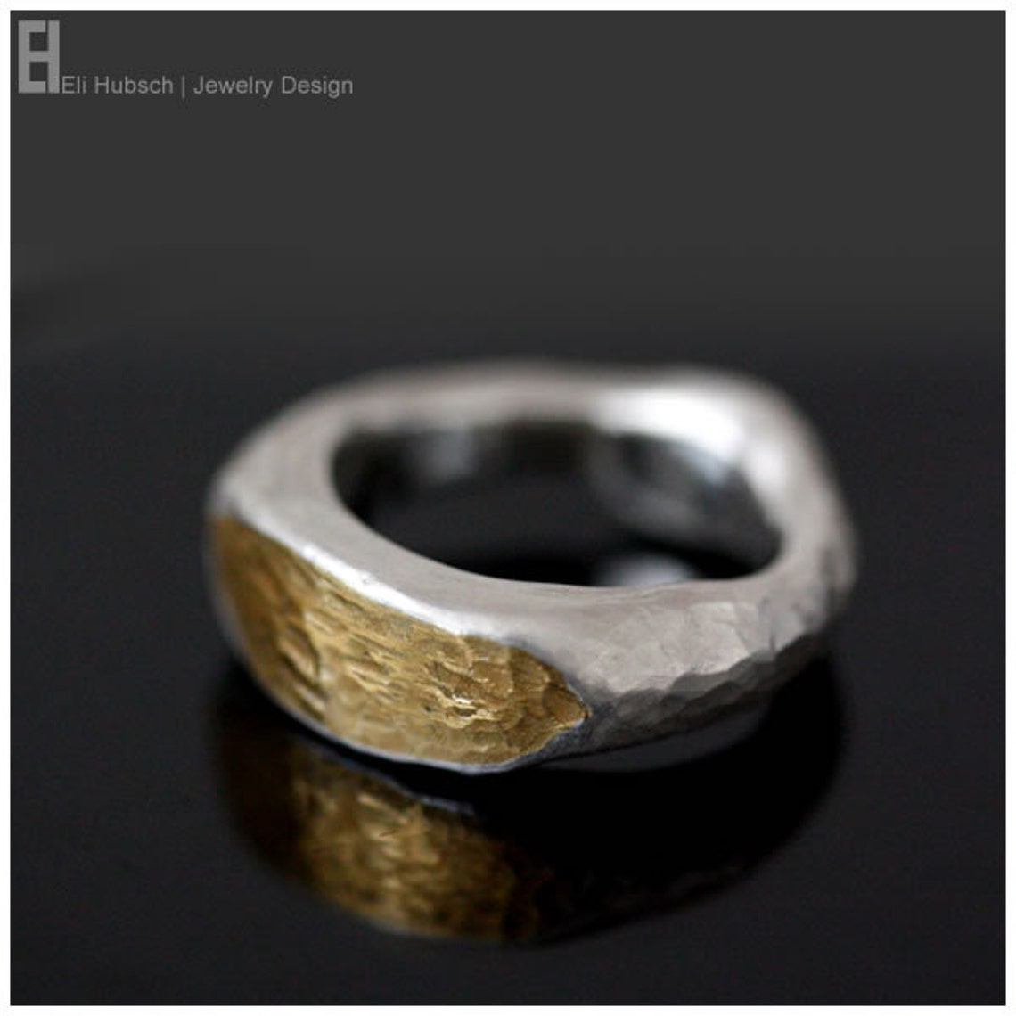 Silver & Gold Signet Ring-Gold signet ring-Contemporary | Etsy