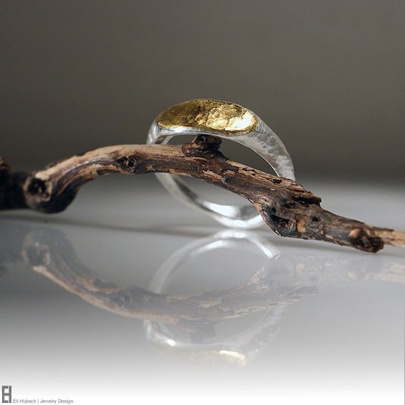 Silver & Gold Signet Ring-Gold signet ring-Contemporary | Etsy