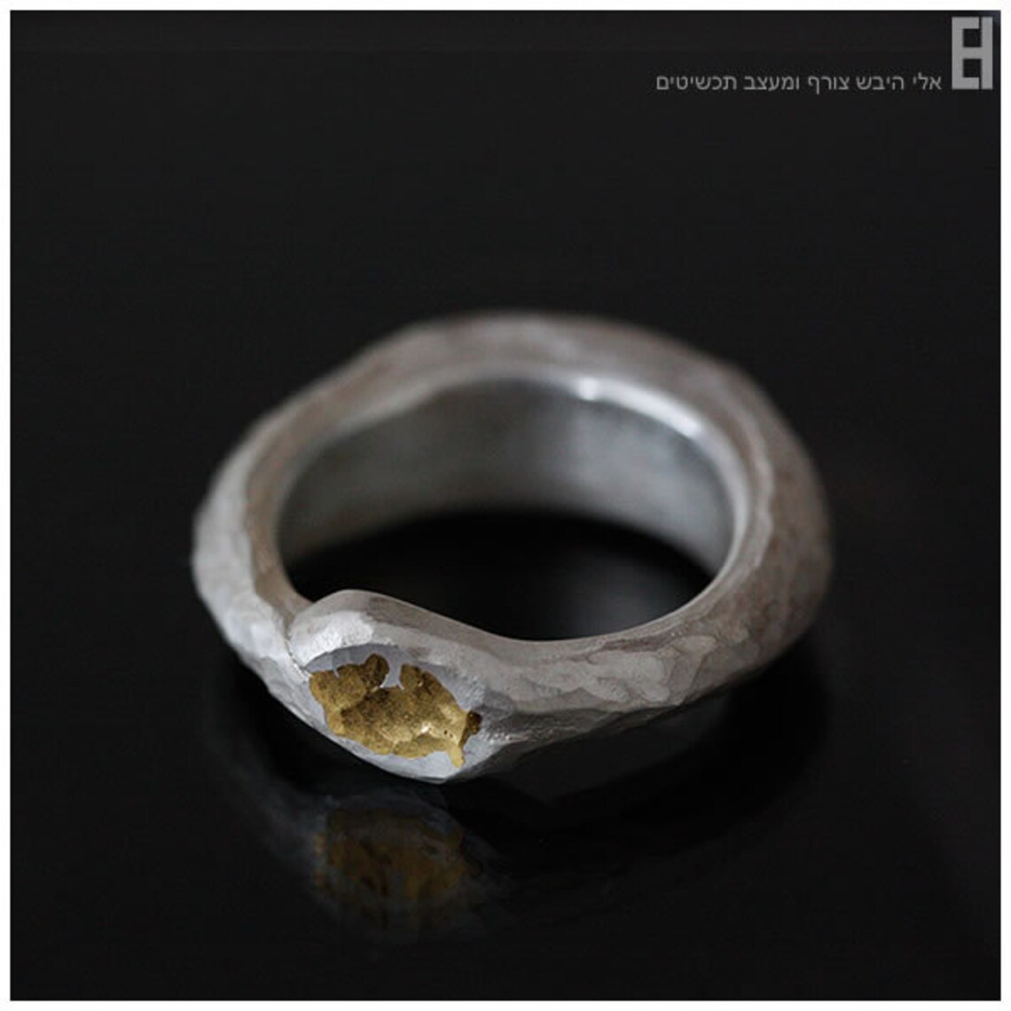 Silver & Gold Signet Ring-gold Signet Ring-contemporary - Etsy