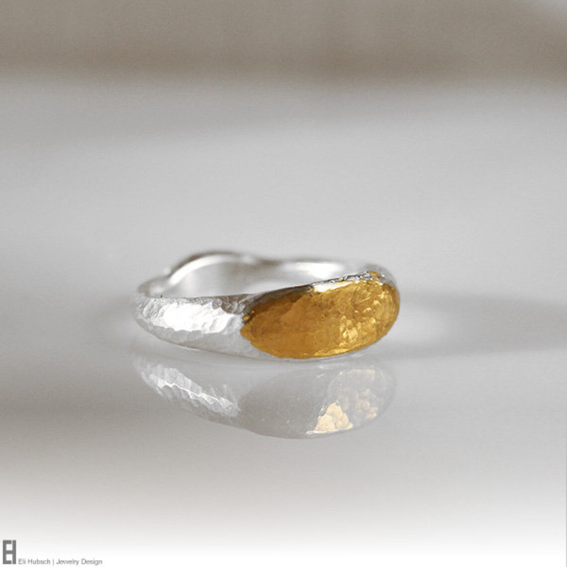 Silver & Gold Signet Ring-Gold signet ring-Contemporary | Etsy