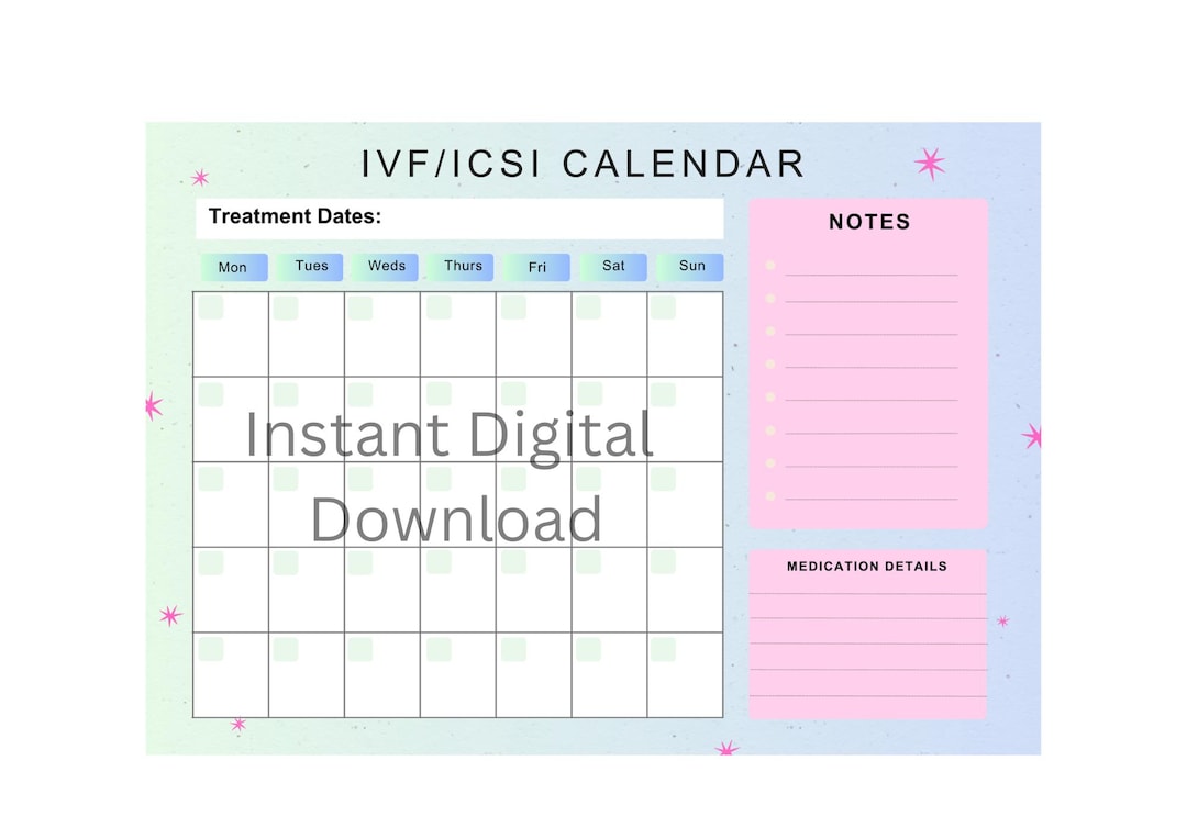 IVF Calendar Digital Download, Ivf Planner, Ivf Scheduler, IVF/ICSI ...