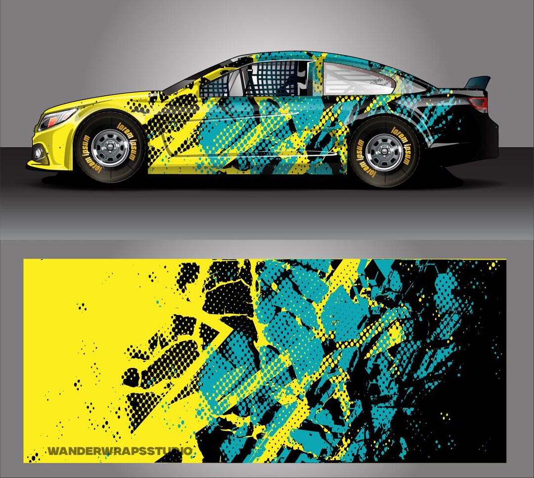 Race Car Livery Wrap Design: Jungle Roar Editable Colors (EPS, PDF ...