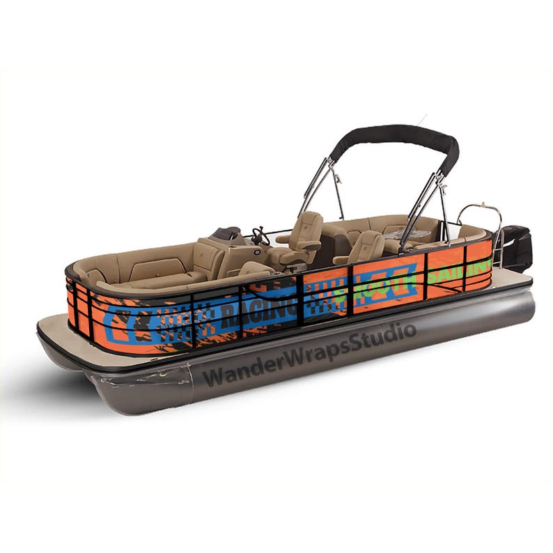 Pontoon Boat Wrap Decal Kit: Weatherproof Vinyl Graphics, DIY Install ...