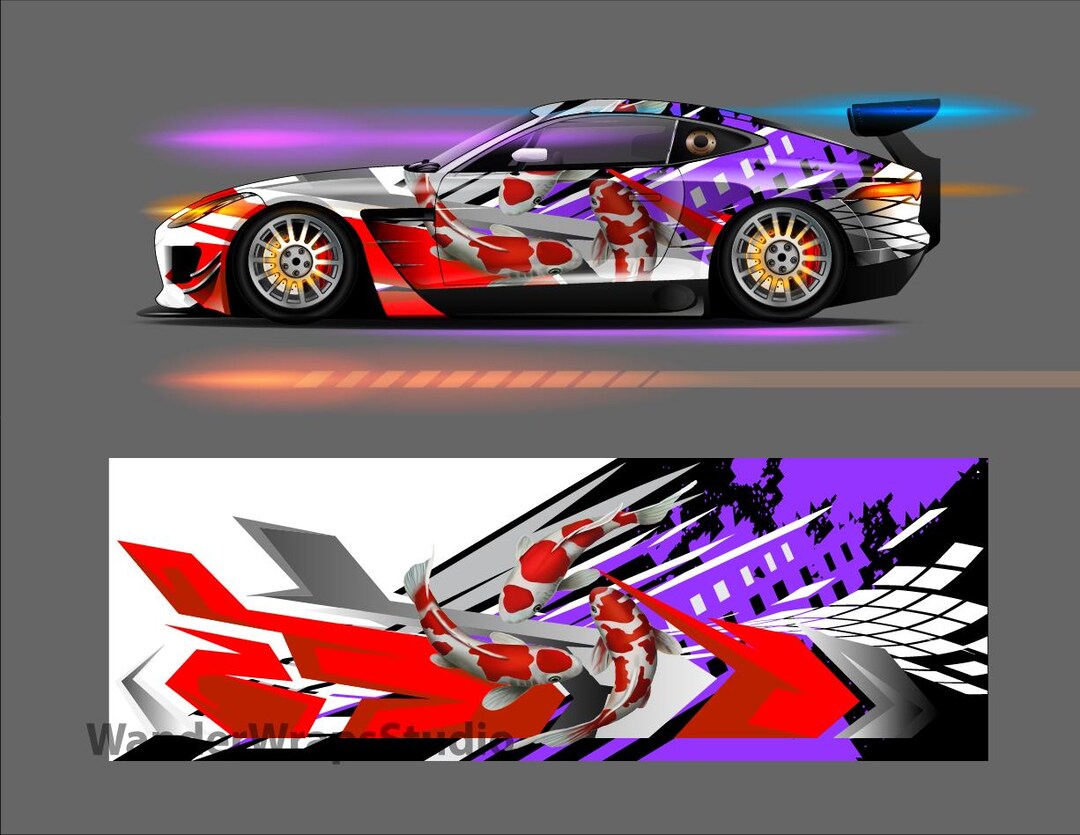 Koi Fish Race Car Livery Vehicle Wrap Design Background | Large Format ...