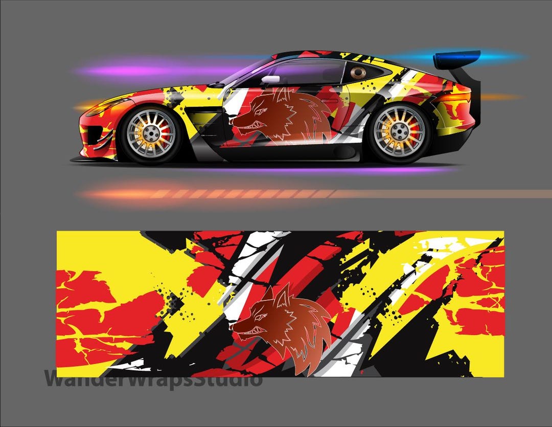 Lone Wolf Race Car Livery Design: Editable Vehicle Wrap (EPS, PDF File ...