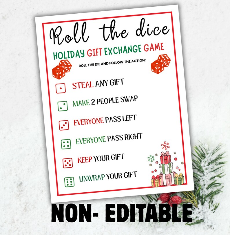 Christmas Gift Exchange Dice Game | Gift Swap Game | Printable ...