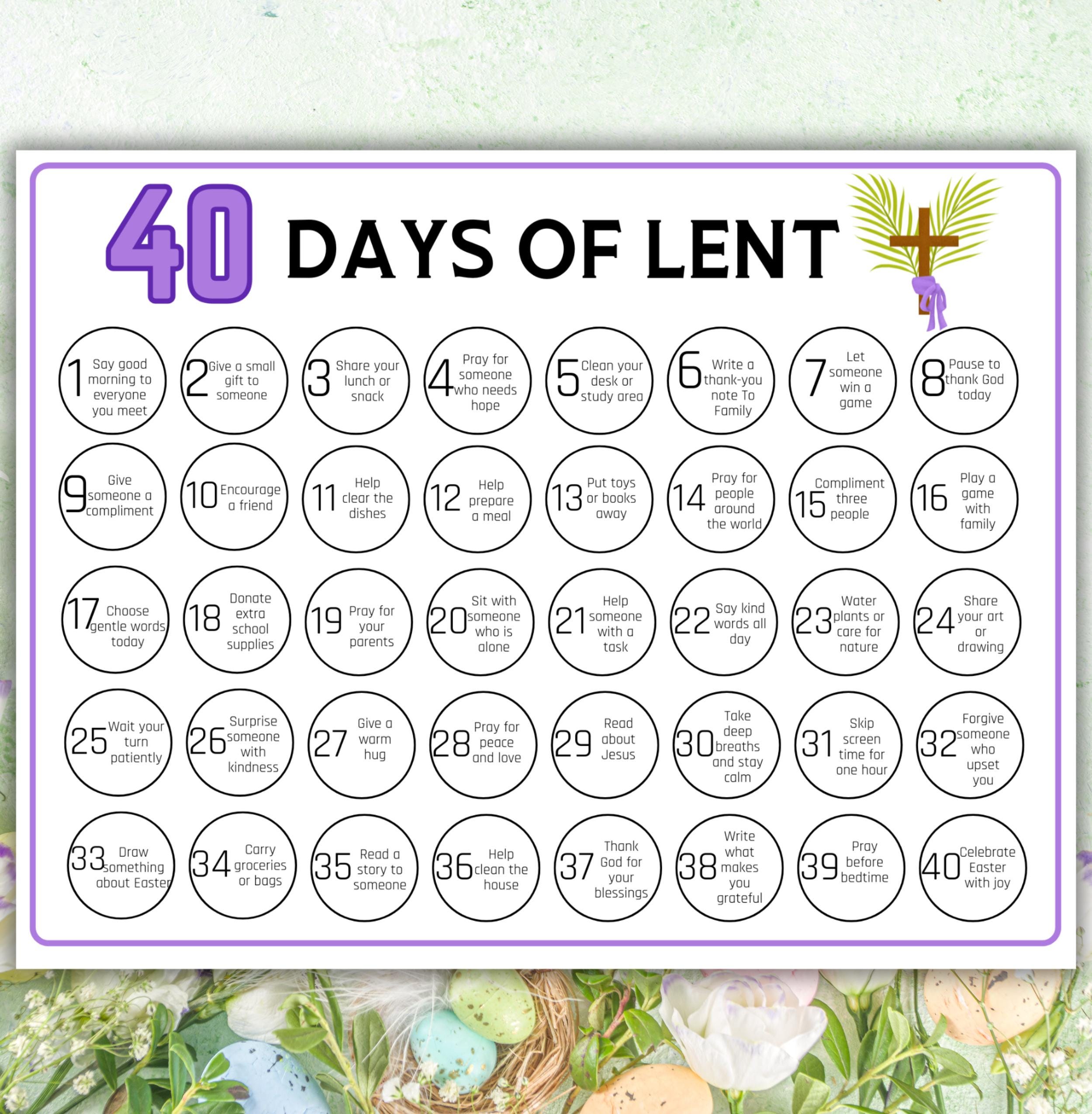 40 Days of Lent Countdown Calendar for 2026| Lent Countdown Calendar ...
