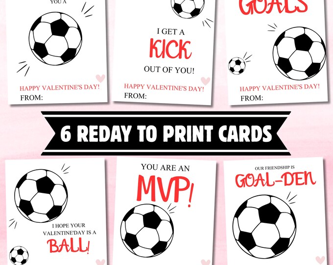 Soccer Valentine - Printable - Kids Valentine Cards - Instant Download ...