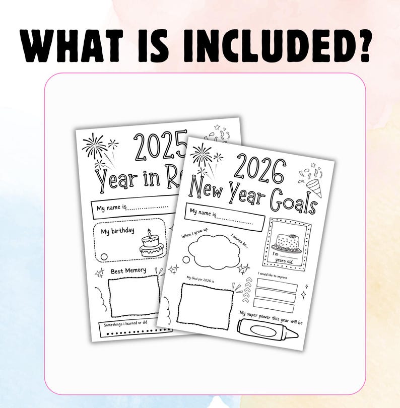 2026 New Years Goals Digital Download, 2026 New Years Printable, Year ...