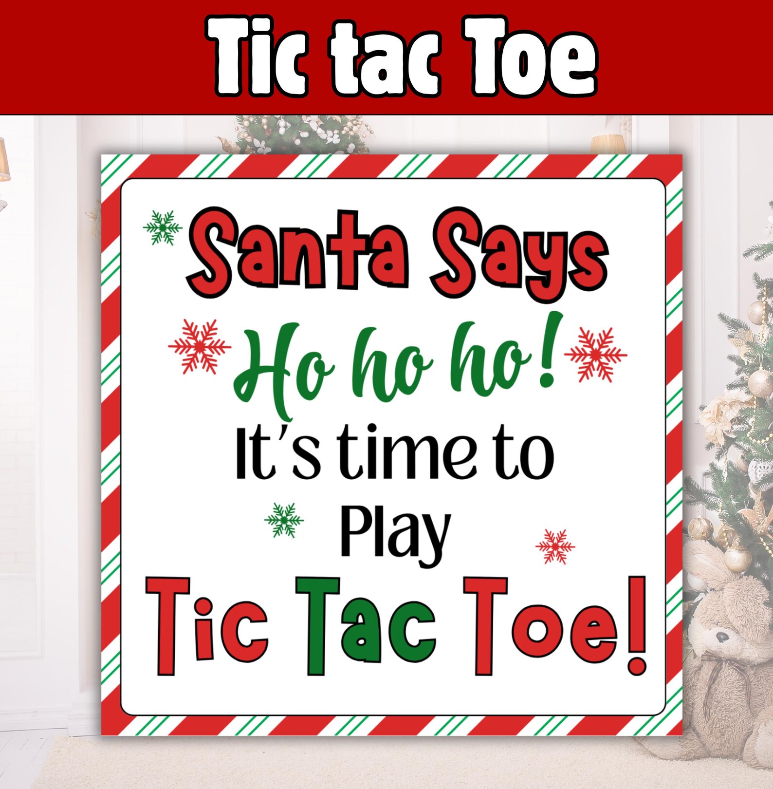 6 7 Elf Prop Sign Printable, TIC TAC TOE Elf Game, 6 7 Weekend ...