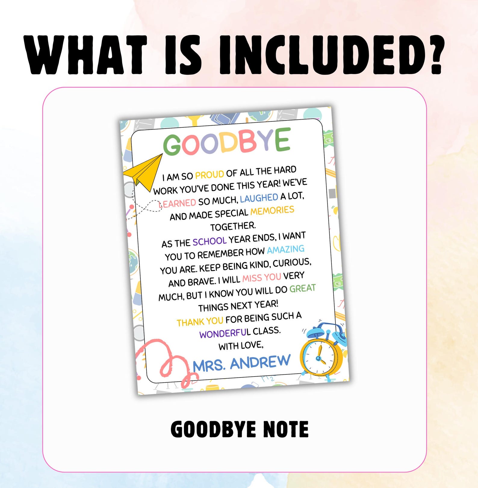 End of School Year Letter Printable, Goodbye Letter to Student ...