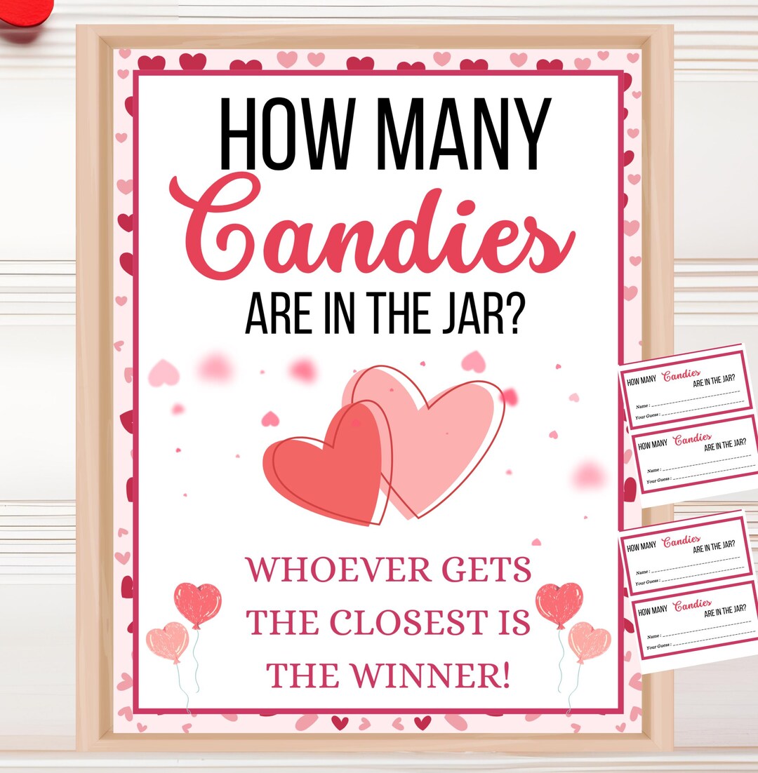 Valentine's Day Guessing Game Printable, How Many Candies Valentine ...