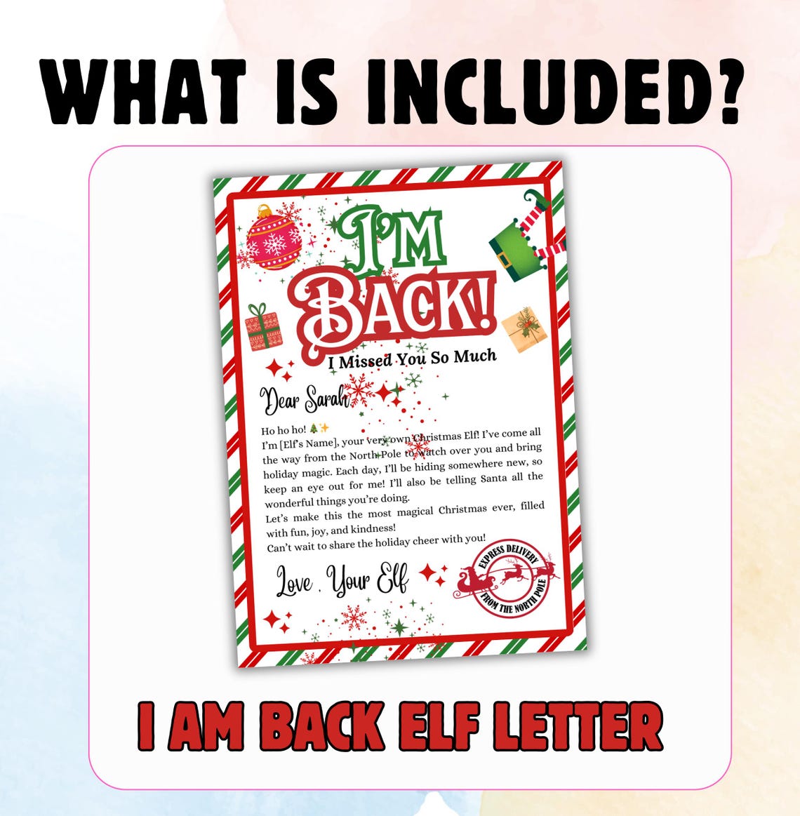 Editable Elf Arrival Letter, Personalized Elf Return Note for Kids ...