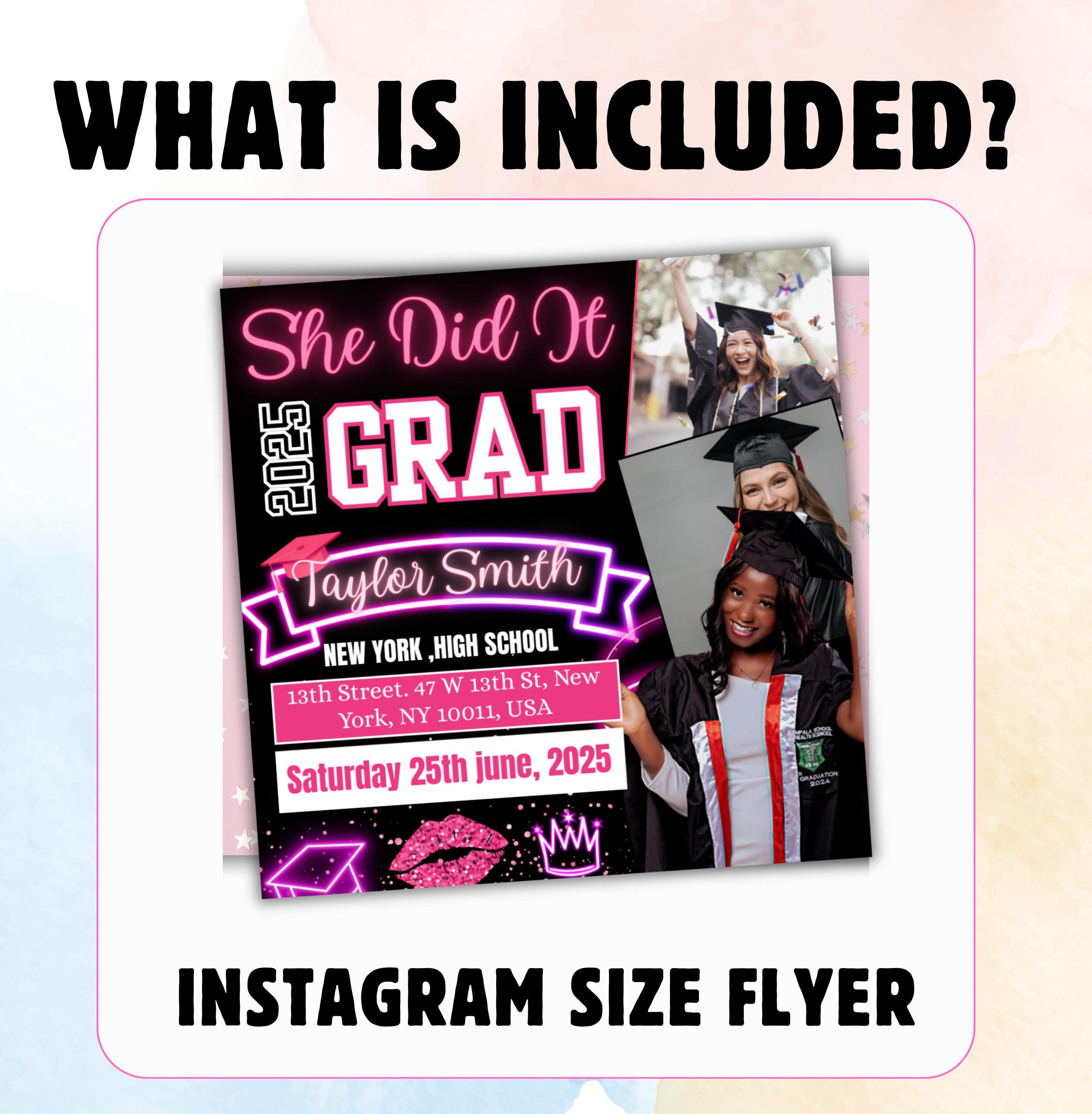 TRENDY Graduate Flyer, Graduation Party, Graduation Invitation, College ...