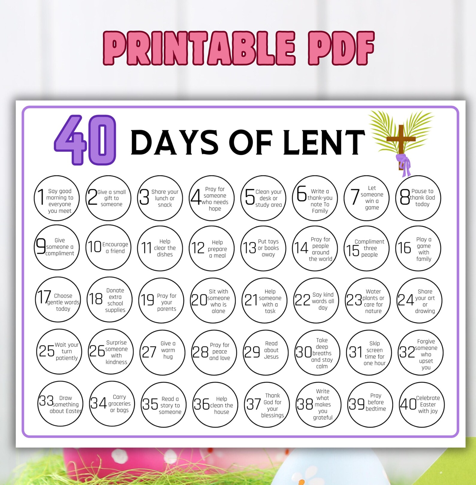 40 Days of Lent Countdown Calendar for 2026| Lent Countdown Calendar ...
