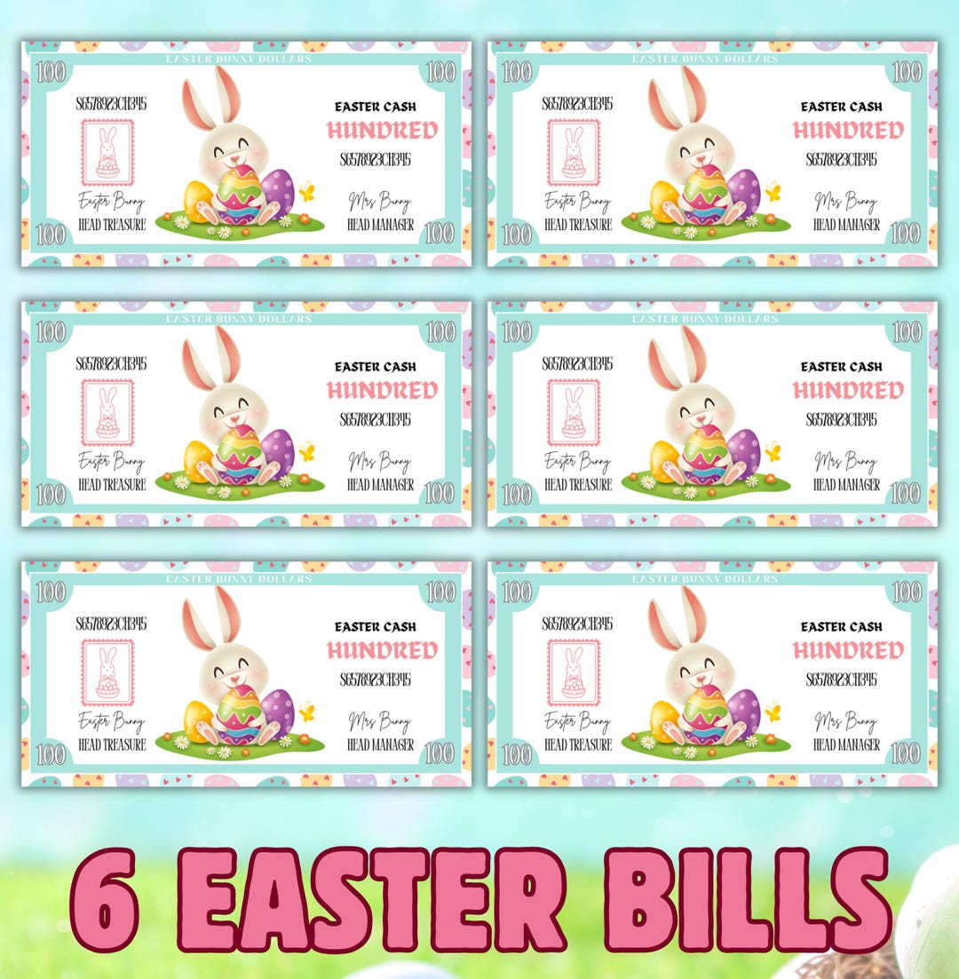 Easter Bunny Bucks Printable, Easter Bunny Money Dollar Bills, Easter ...