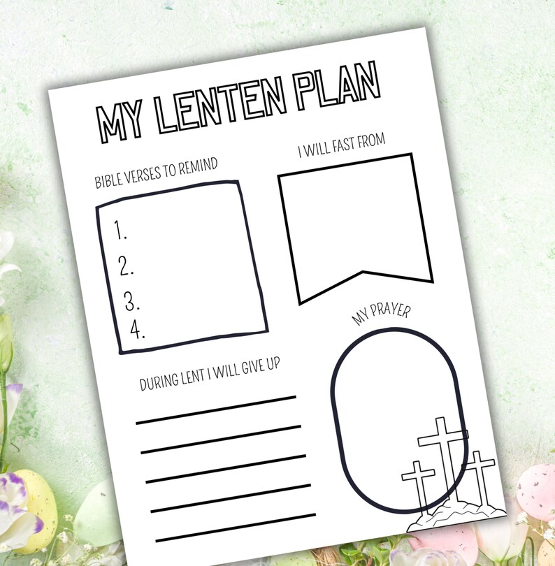 Kids Lent Planner/goal, My Lenten Plan,lent Kids Activity Plan, Ash ...