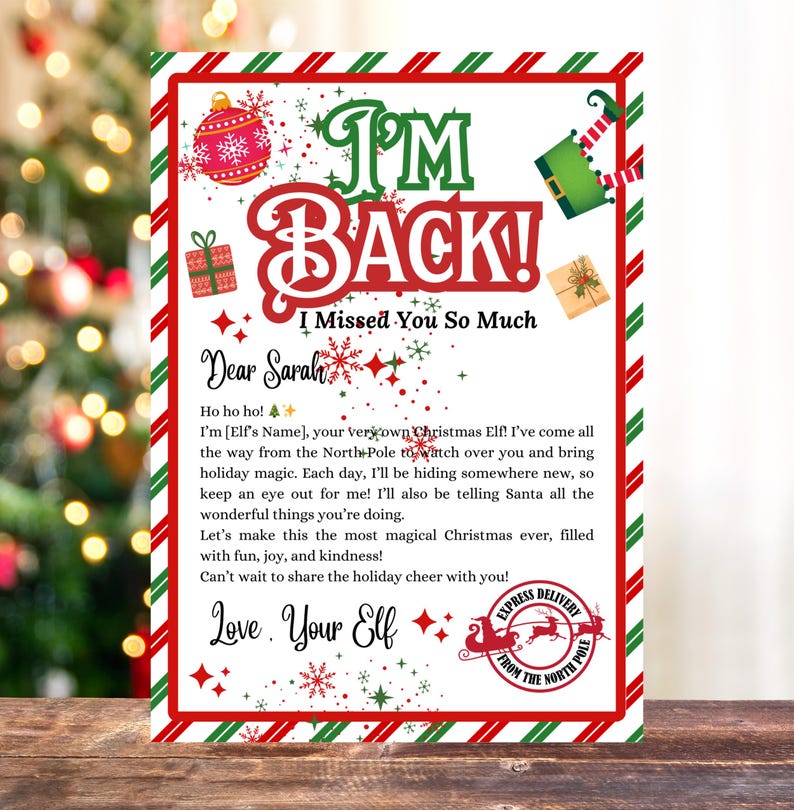 Editable Elf Arrival Letter, Personalized Elf Return Note for Kids ...