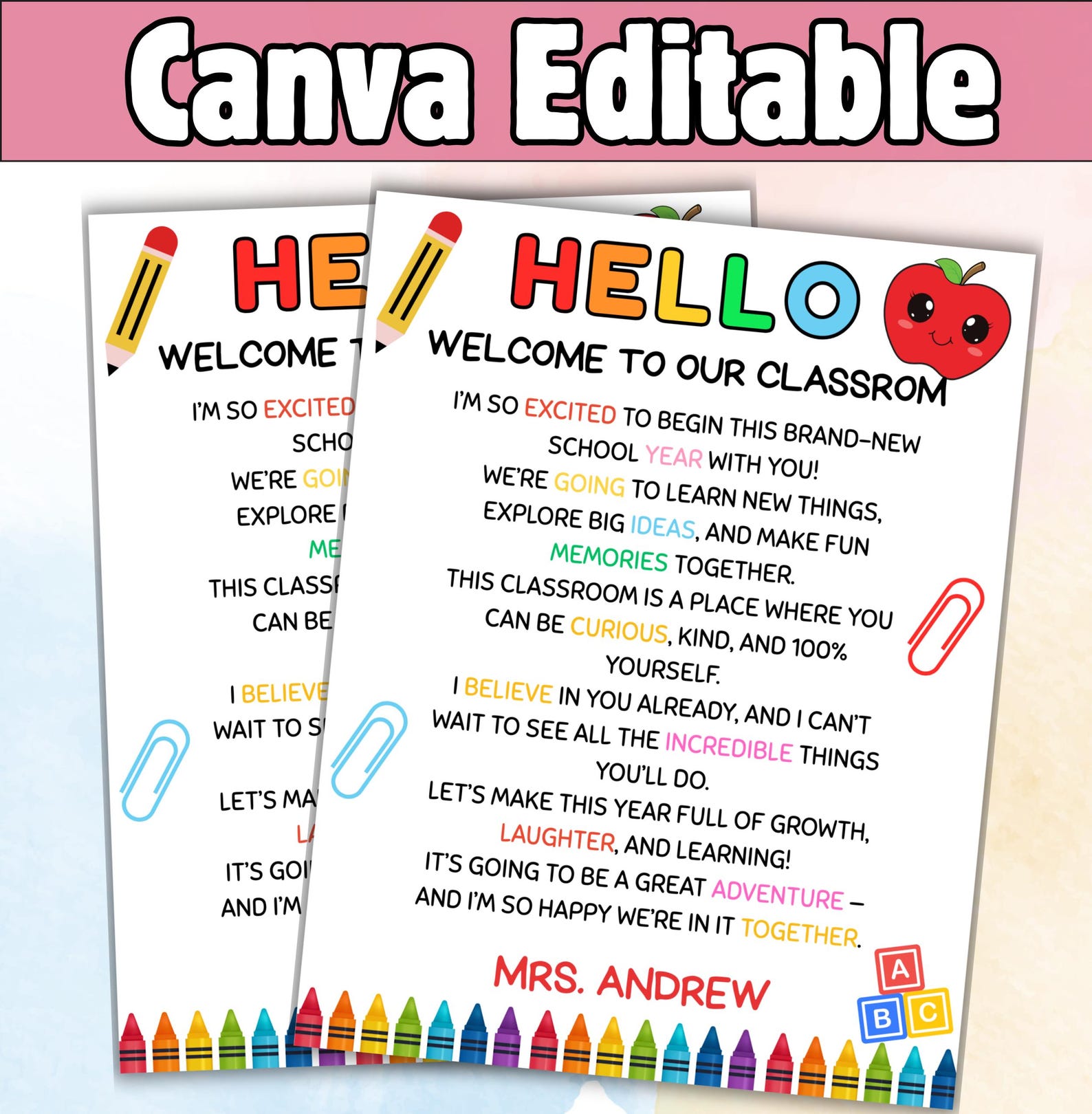 First Day of School Letter to Students, Welcome Letter From Teacher ...