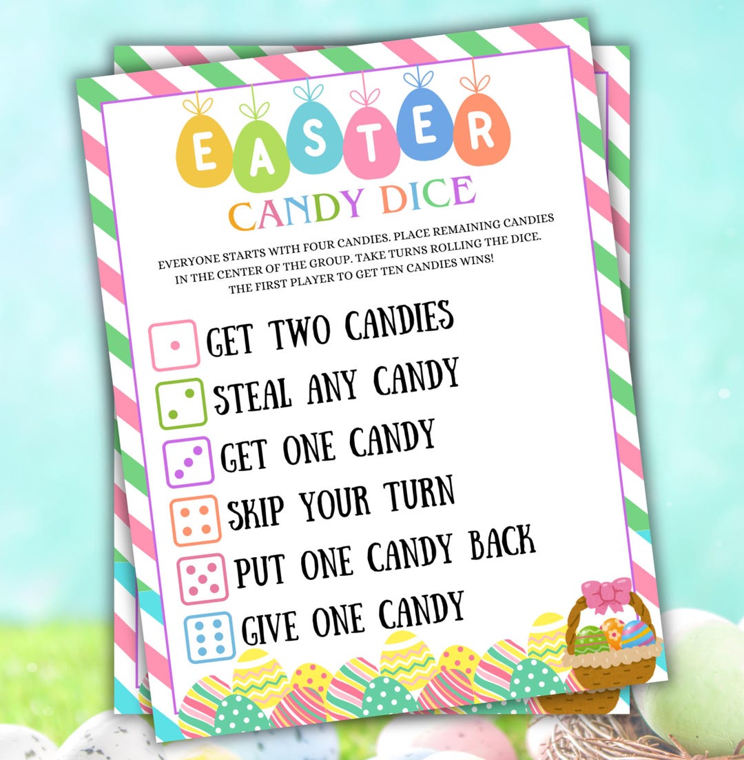 Easter Candy Dice Game, Printable Easter Dice Game, Easter Egg Exchange ...