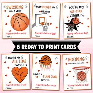 Printable Basketball Valentine Cards, Valentine Sport Card Gift, Kids ...