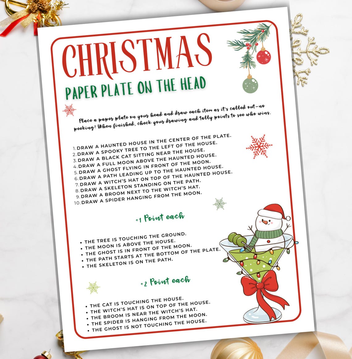 Christmas Plate on the Head Game, Christmas Game Printable, Family ...