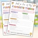 Just a Few of My Favorite Things Teacher Questionnaire | Editable ...