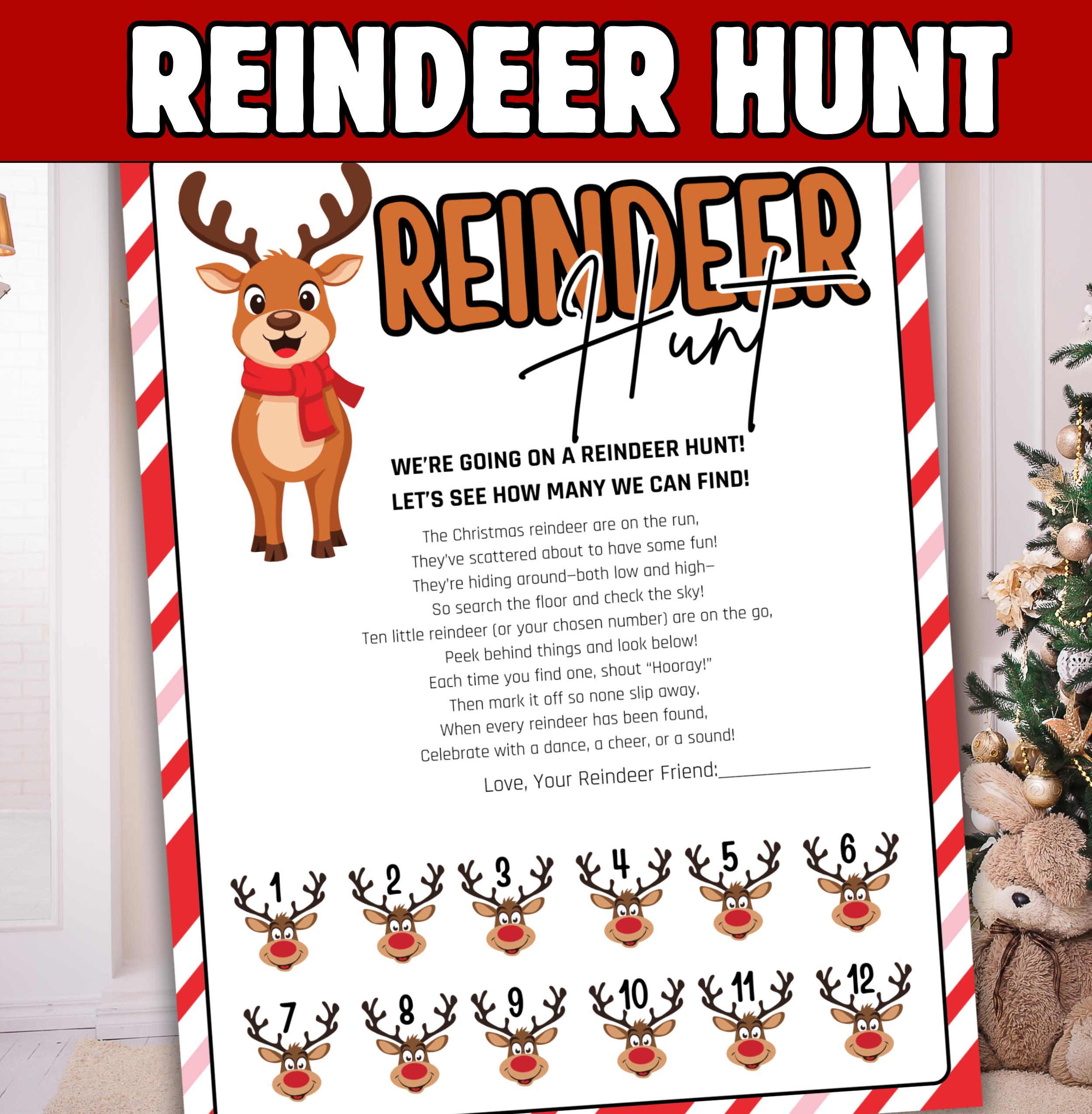 Christmas Reindeer Scavenger Hunt Printable for Kids, Kids Hunt ...