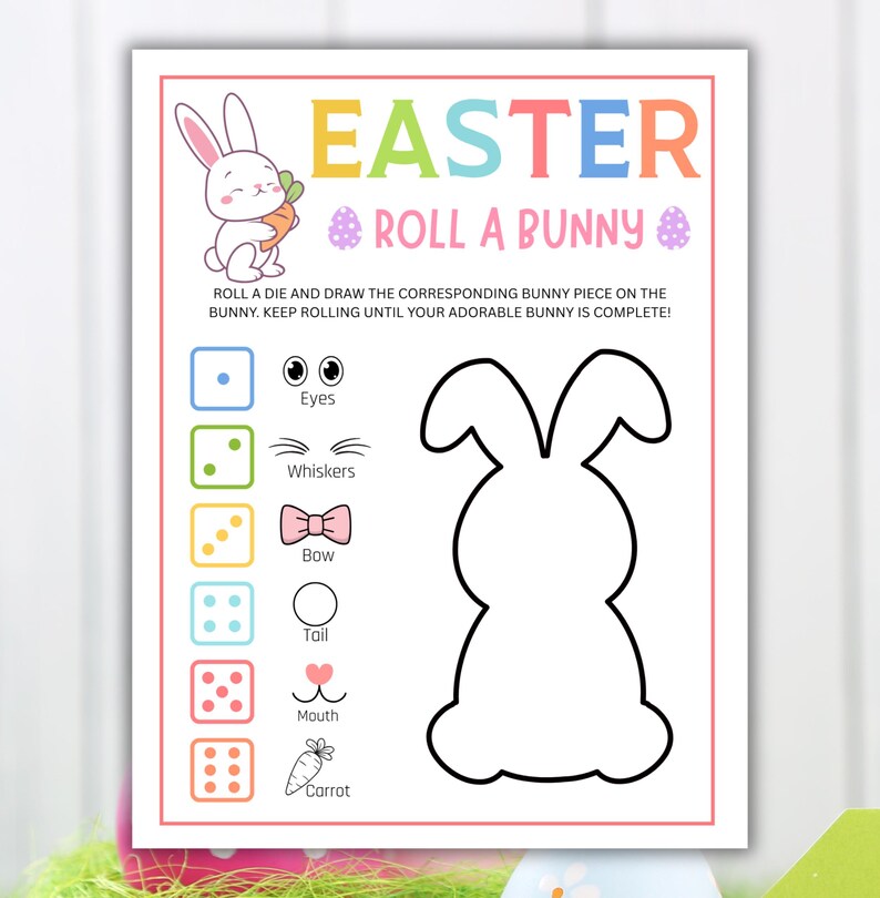 Easter Roll a Bunny Dice Game, Printable Easter Party Game for Kids ...
