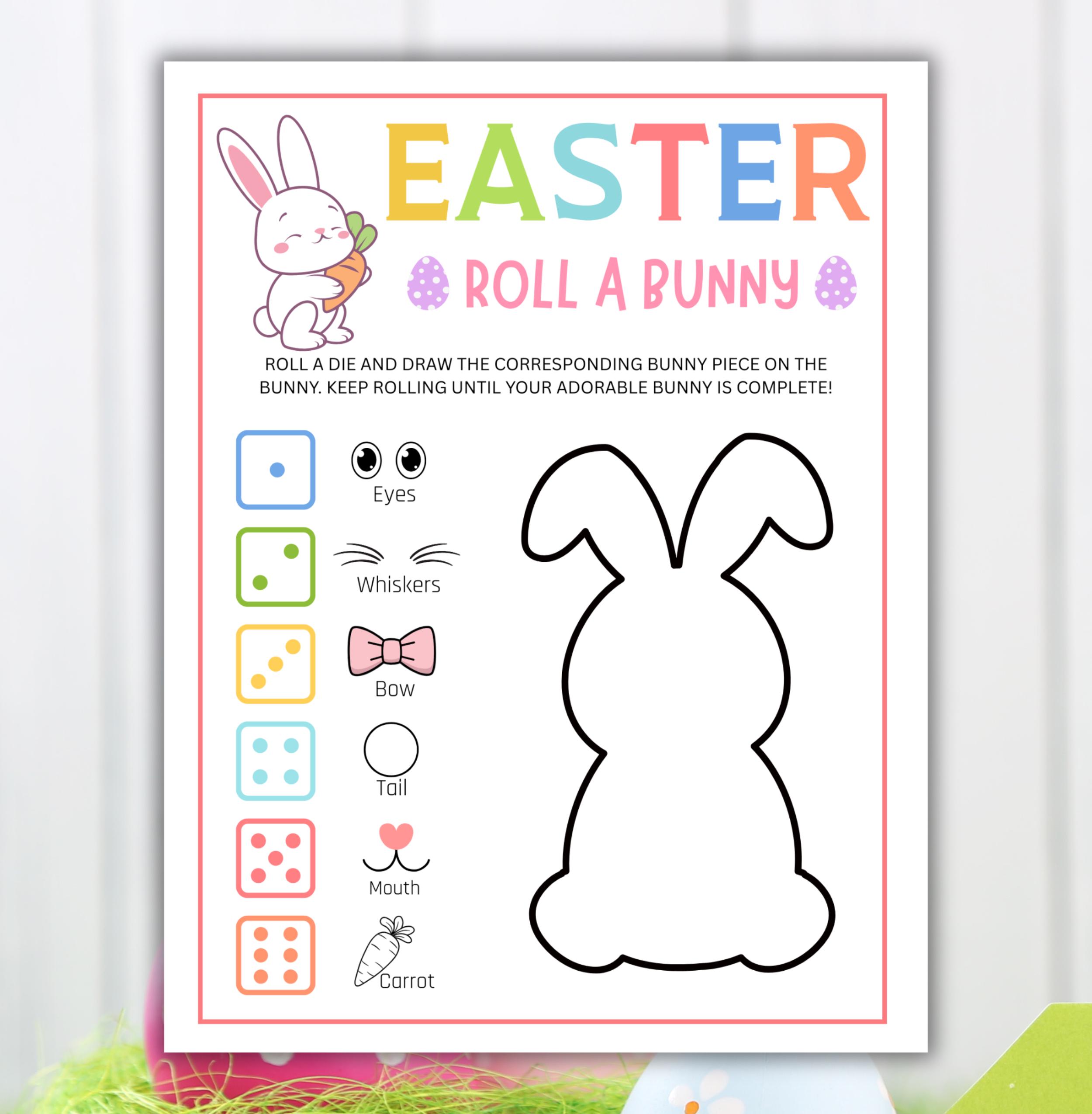 Easter Roll a Bunny Dice Game, Printable Easter Party Game for Kids ...