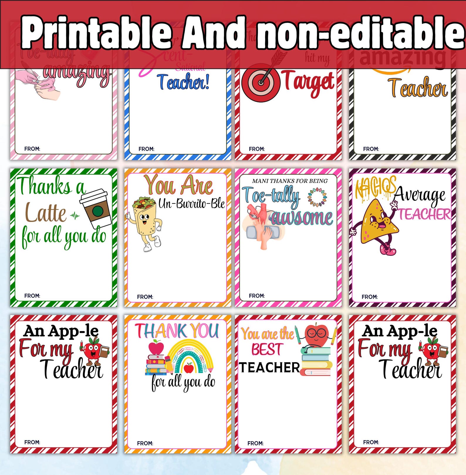Teacher Appreciation Gift Card Book, Printable Teacher Gift Card ...