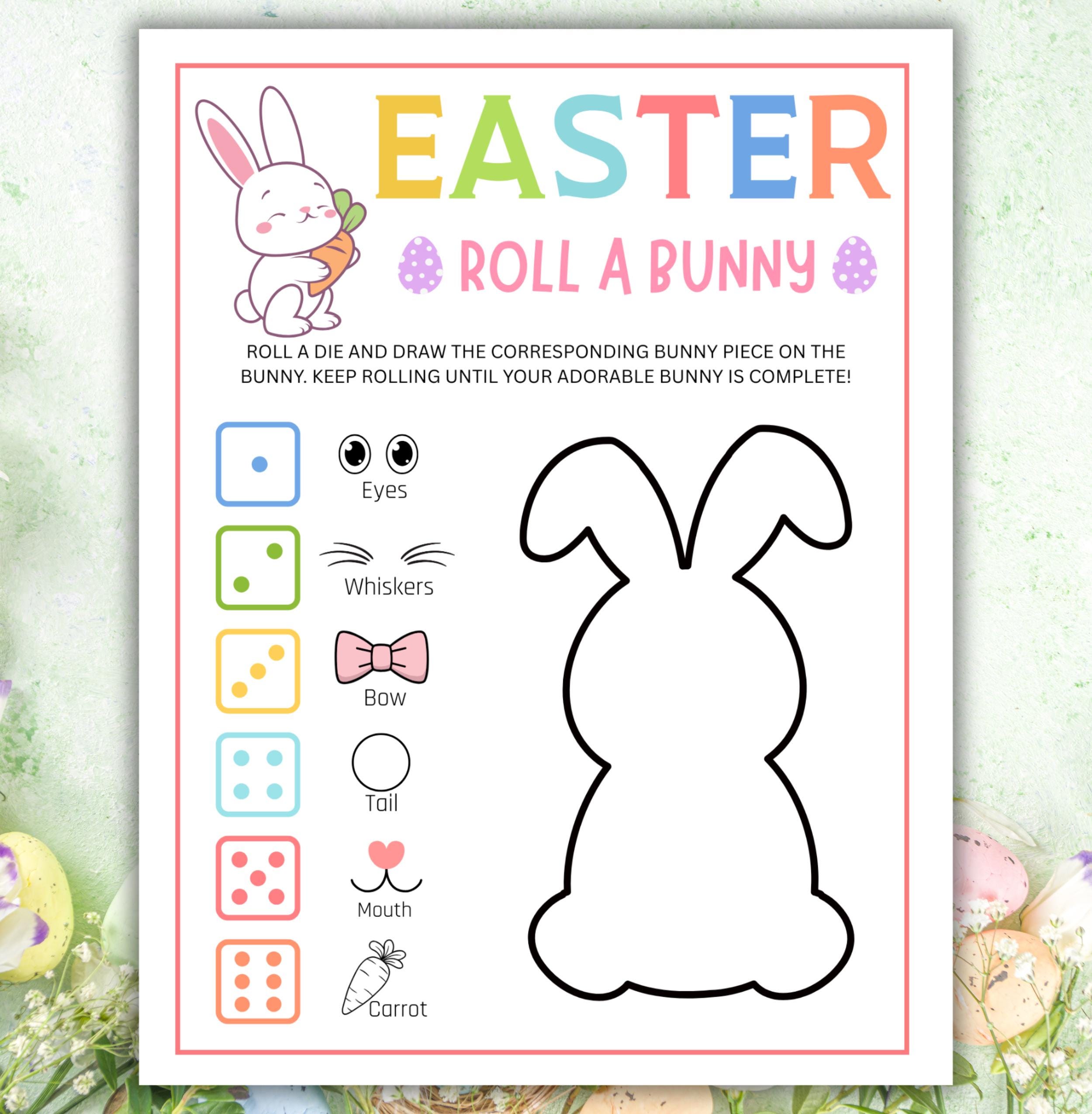 Easter Roll a Bunny Dice Game, Printable Easter Party Game for Kids ...