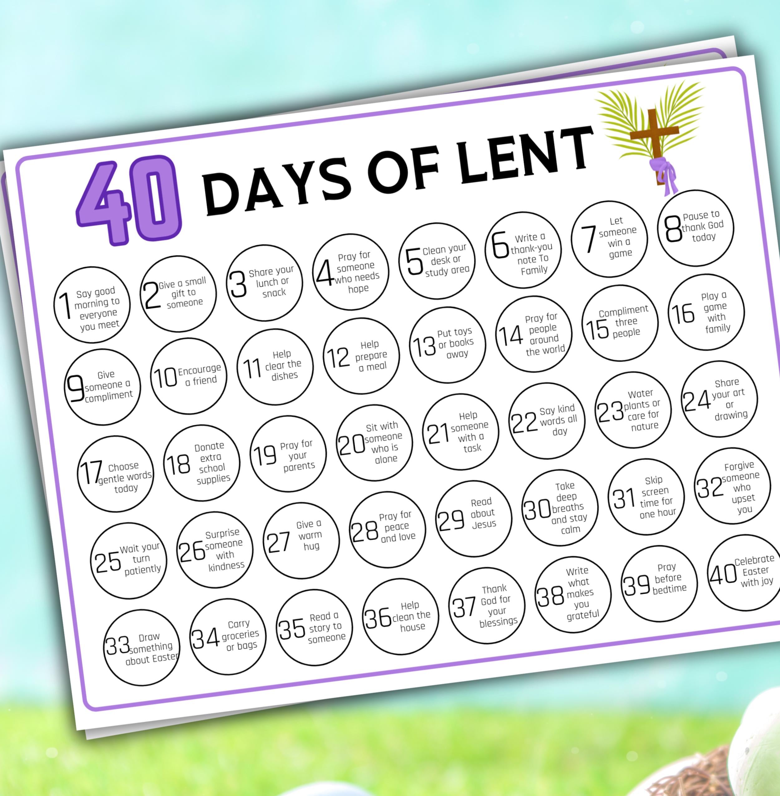 40 Days of Lent Countdown Calendar for 2026| Lent Countdown Calendar ...