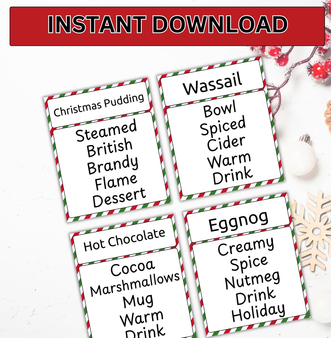 Christmas Taboo Game Printable Holiday Party Game With 100 Cards Fun ...