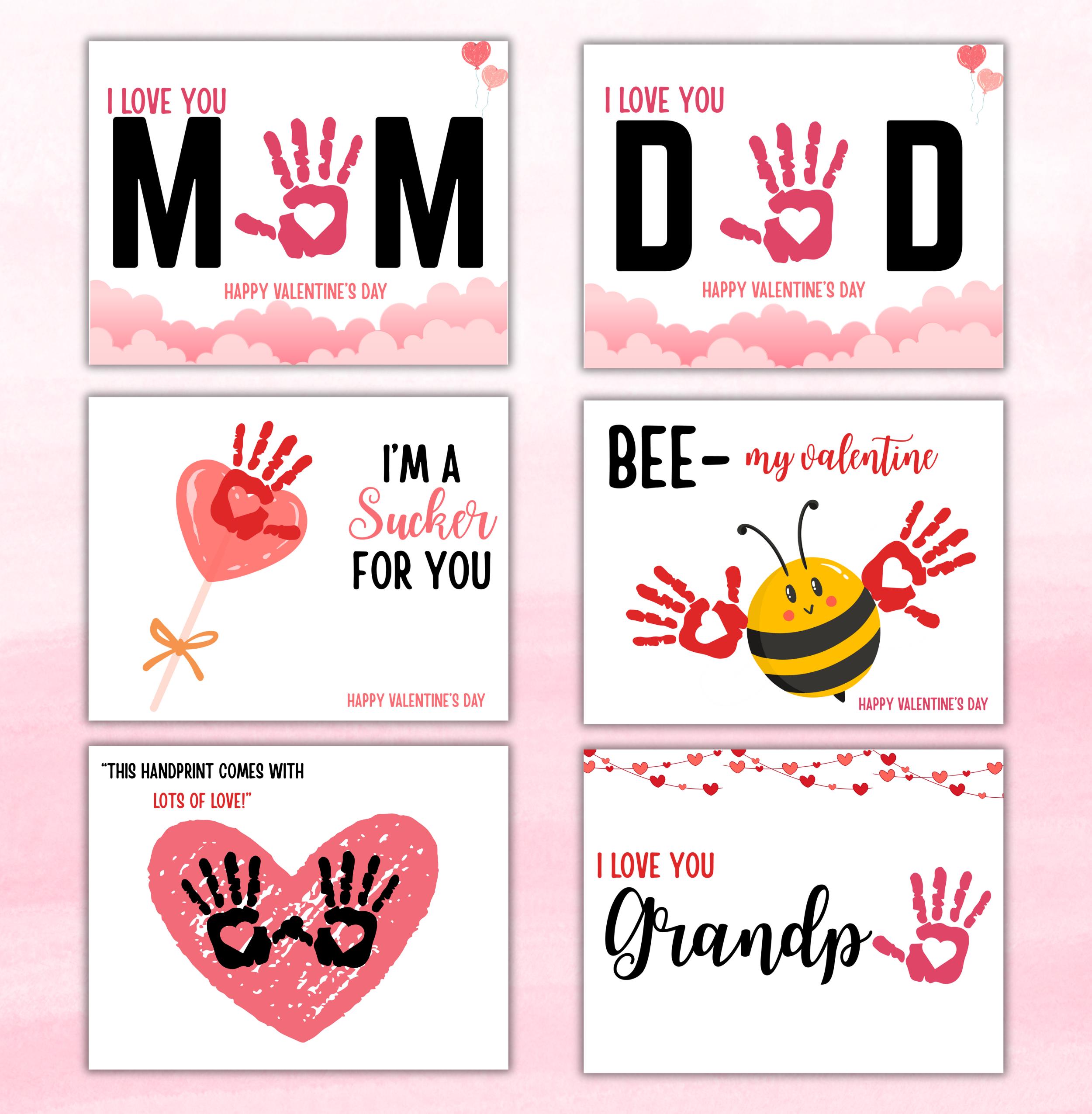 Valentines Day Handprint Art, Valentines Day Handprint Craft, Printable ...
