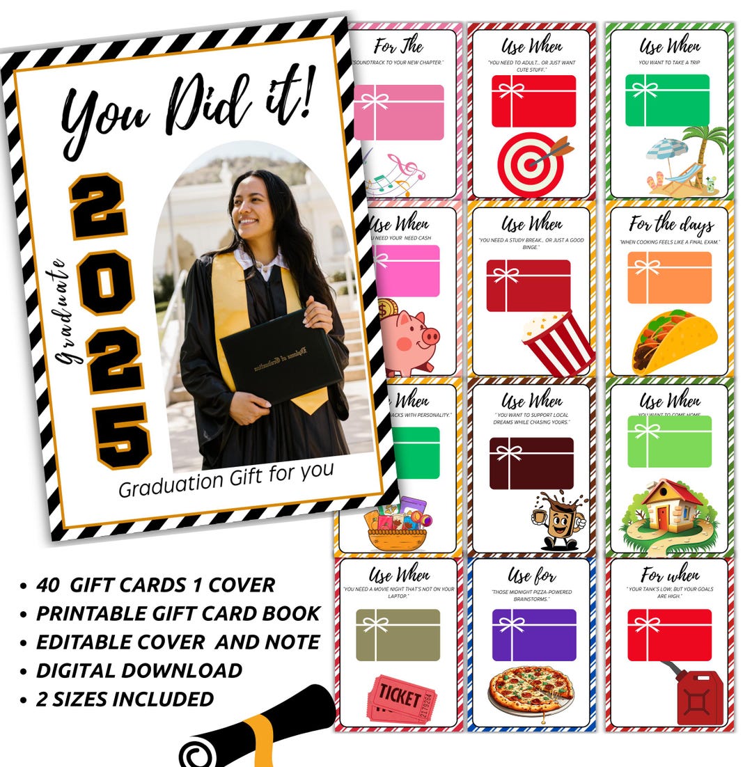 Printable High School Graduation Gift Card Book | College Graduation ...