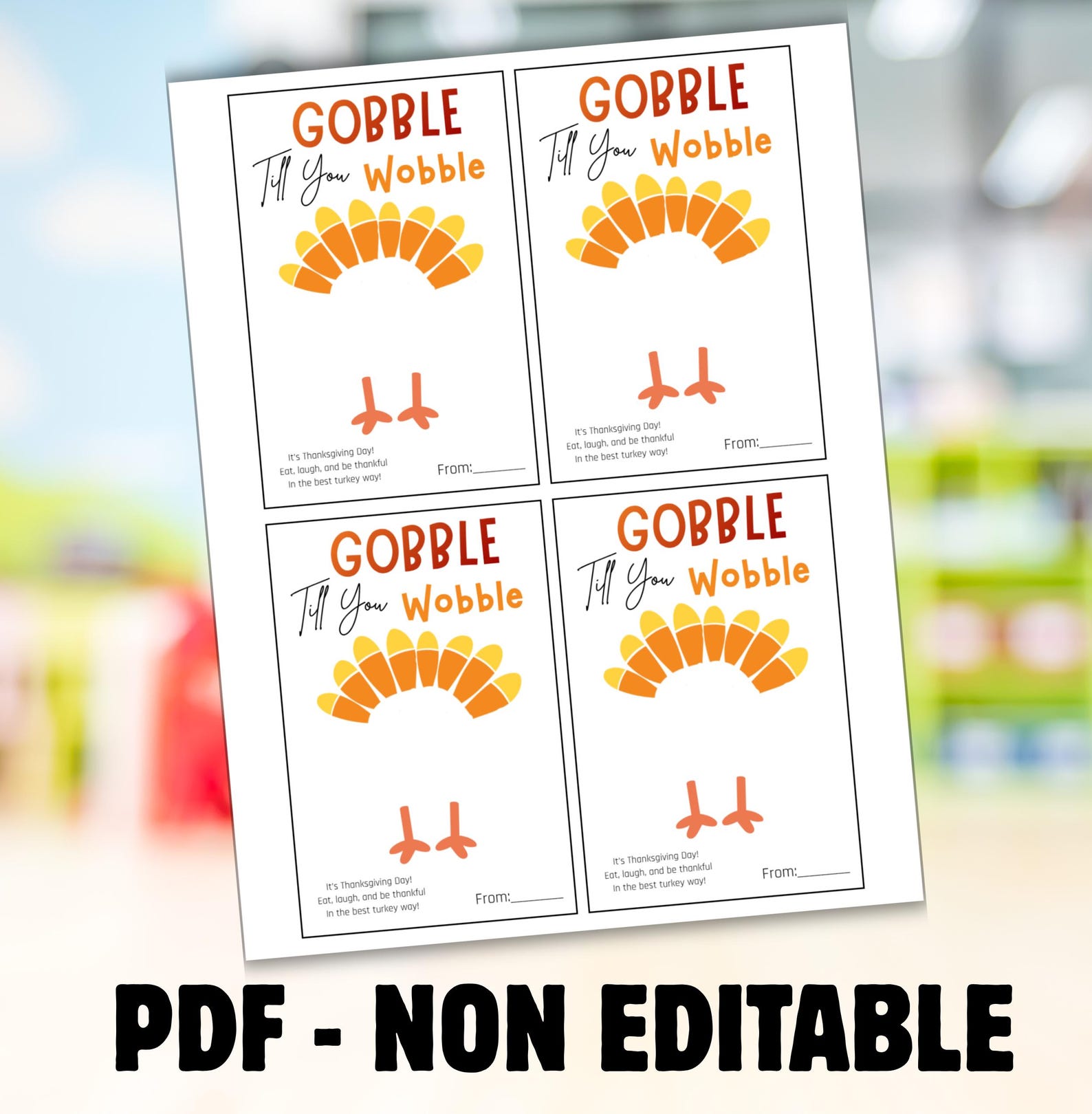 Gobble Till You Wobble Tags | Editable Thanksgiving Treat Tag | Instant ...