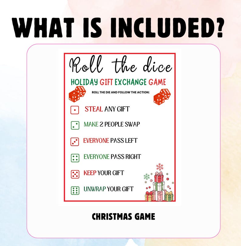 Christmas Gift Exchange Dice Game | Gift Swap Game | Printable ...
