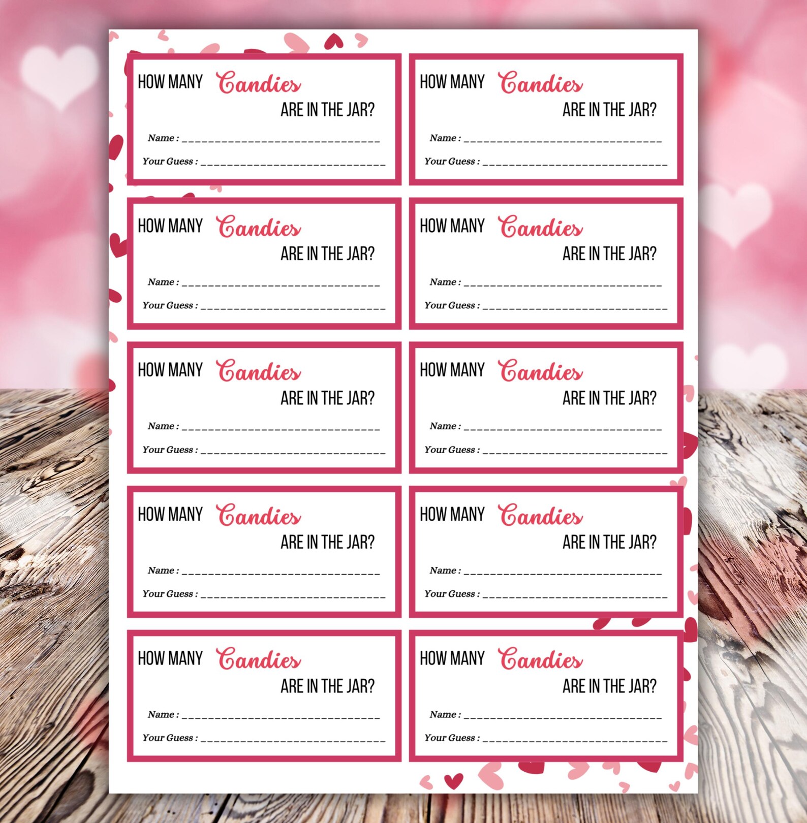 Valentine's Day Guessing Game Printable, How Many Candies Valentine ...