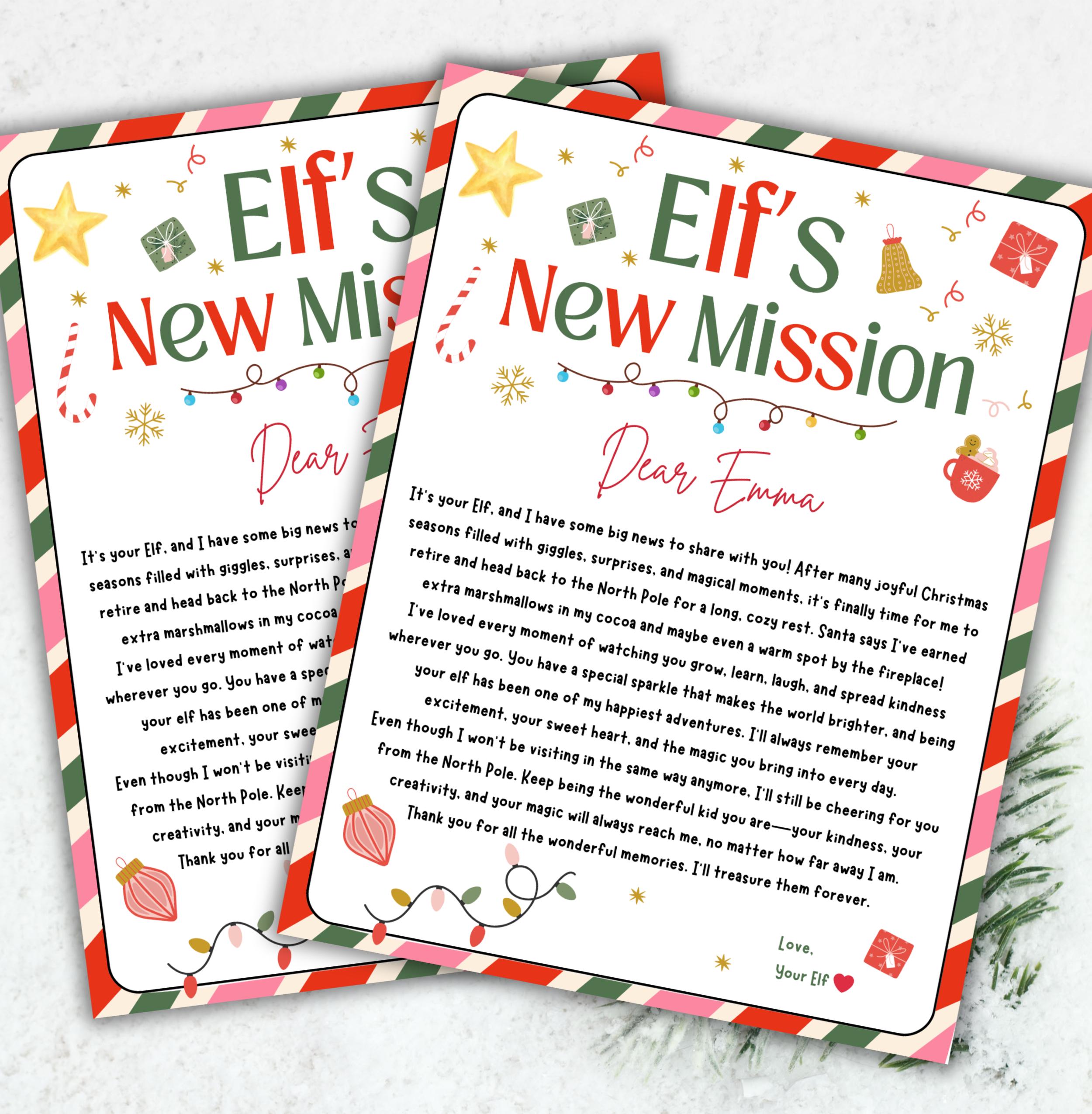 Editable Elf Retirement Letter, Elf Not Visiting, Elf New Mission ...