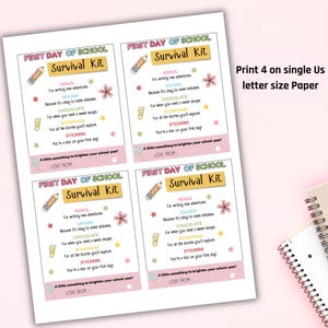 EDITABLE Back to School Survival Kit, First Day of School Gift Tag ...