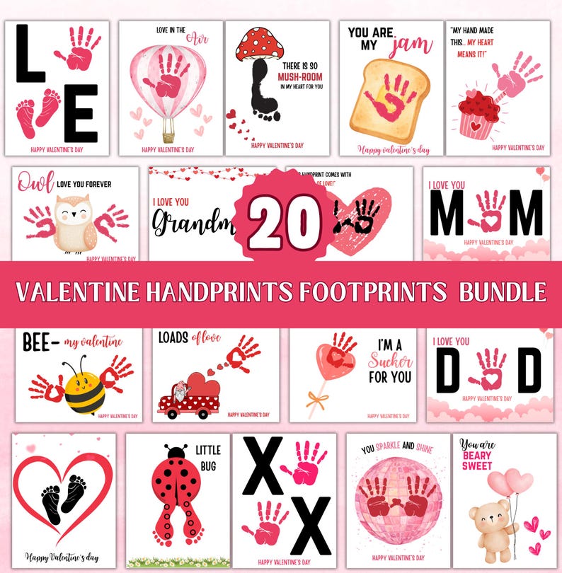 Valentines Day Handprint Art, Valentines Day Handprint Craft, Printable ...