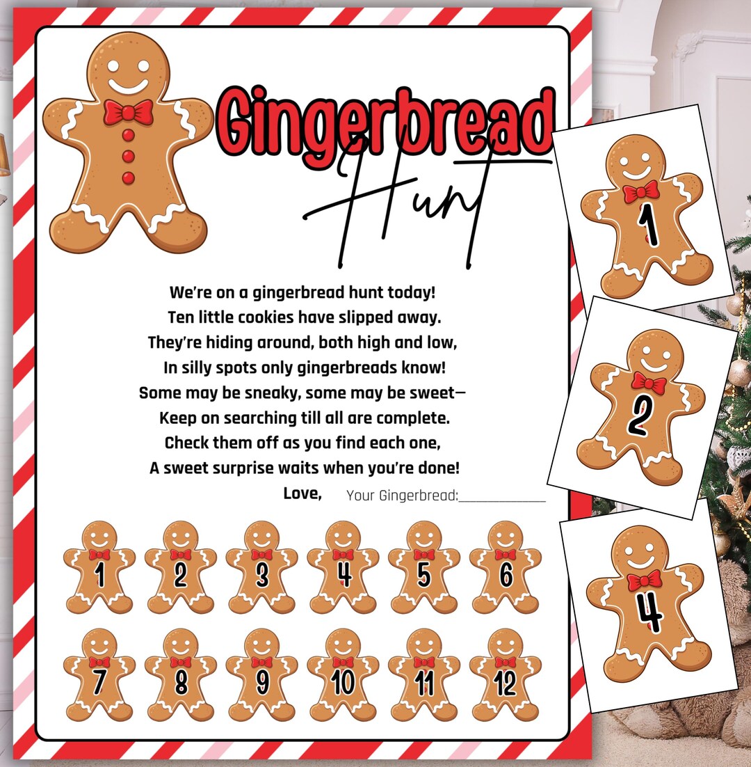 Gingerbread Scavenger Hunt Game, Kids Gingerbread Game, Xmas Scavenger ...