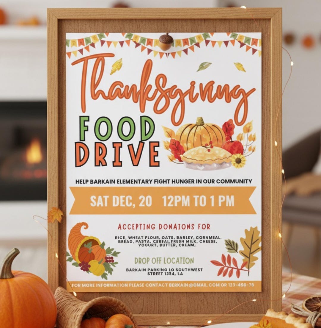 Editable Thanksgiving Food Drive Poster, Food Bank Donation Church ...
